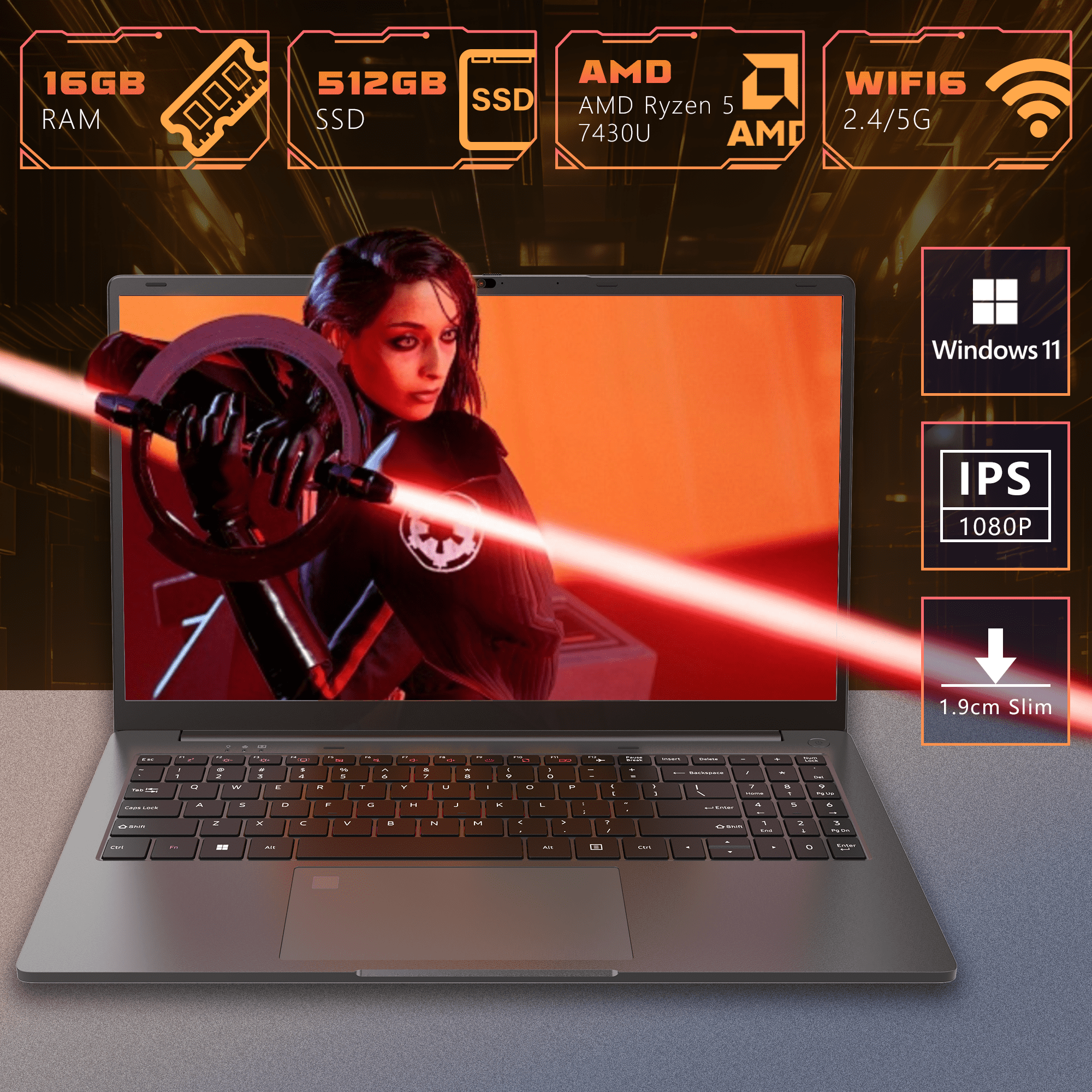 Ningmei HustleForge NLR500P 15.6 inch Laptop AMD Ryzen 5 7430U 16GB RAM ...