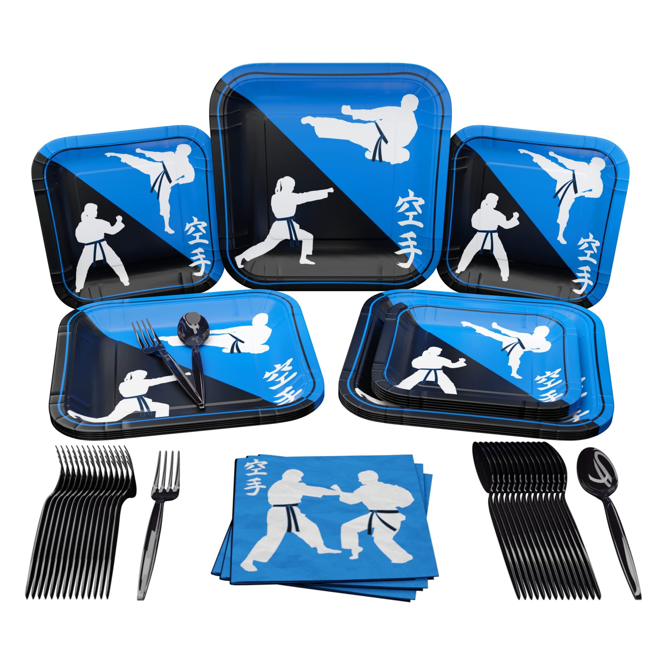 Ninja Bash Kit - 100pc Karate Party Pack for 16 Guests - Martial Arts Birthday Decorations ...