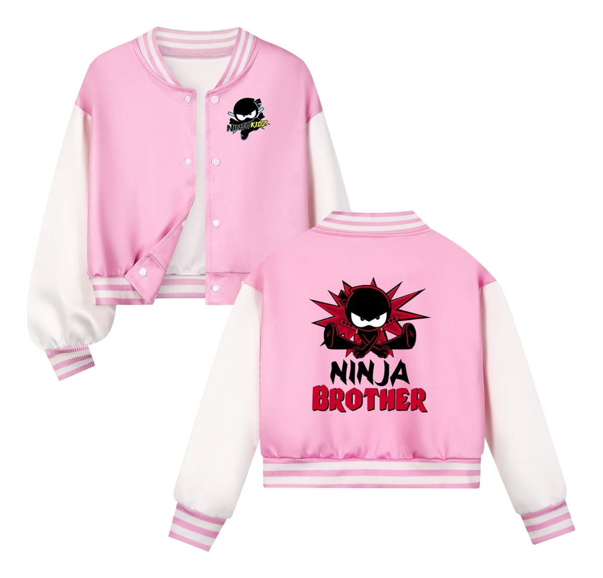 Ninja Brother Kids Baseball Jacket – Red Anime Varsity Bomber Coat ...