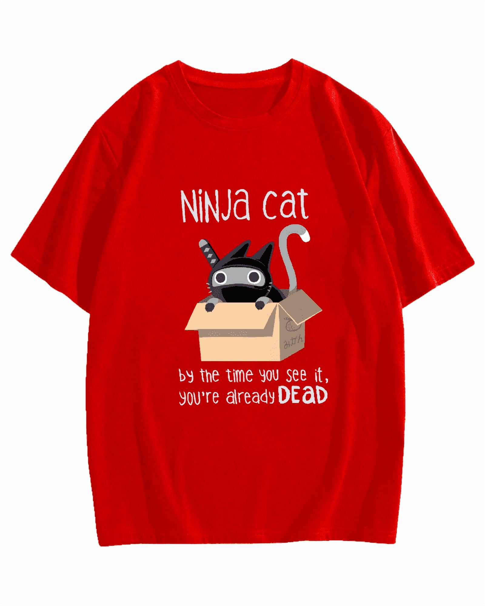Ninja Cat Cotton casual T-shirt - Walmart.com