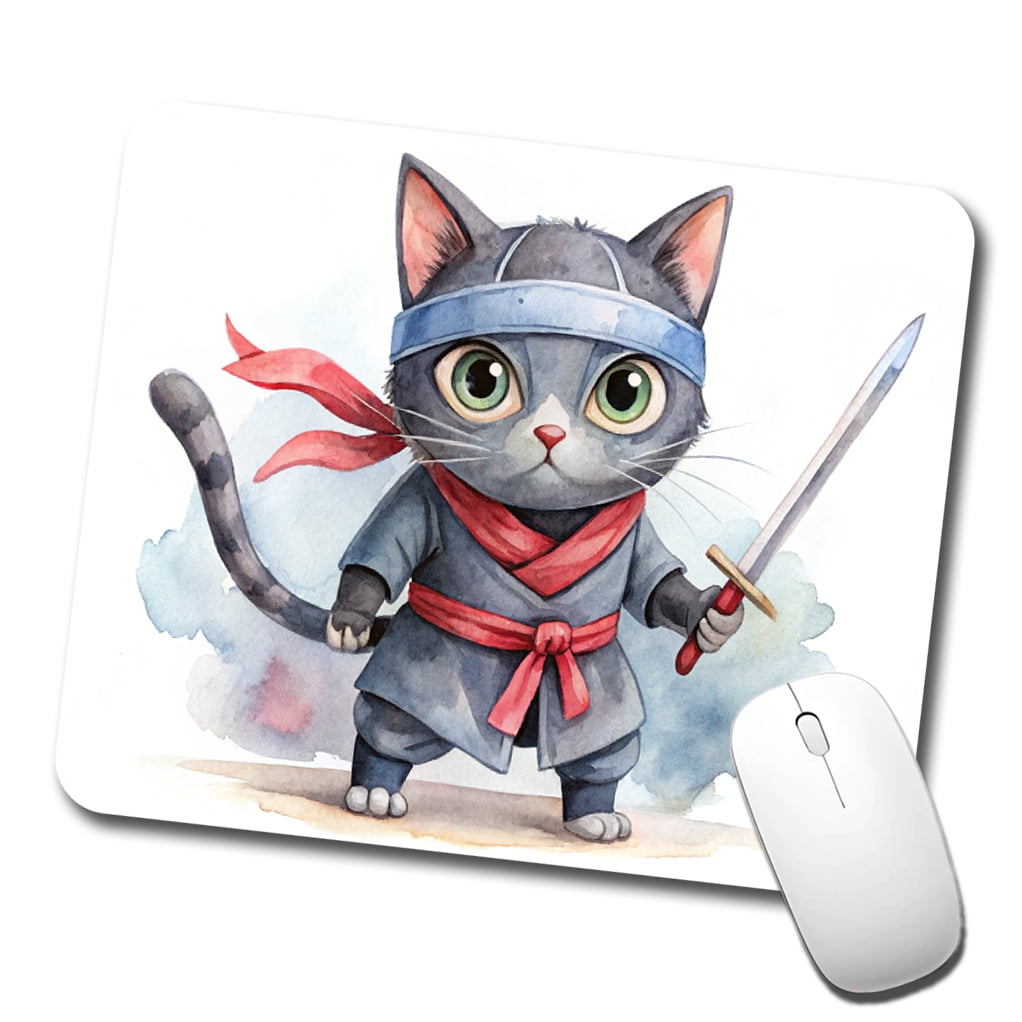 Ninja Cat Watercolor Mouse Pad Low Profile Gaming Mat - Walmart.com