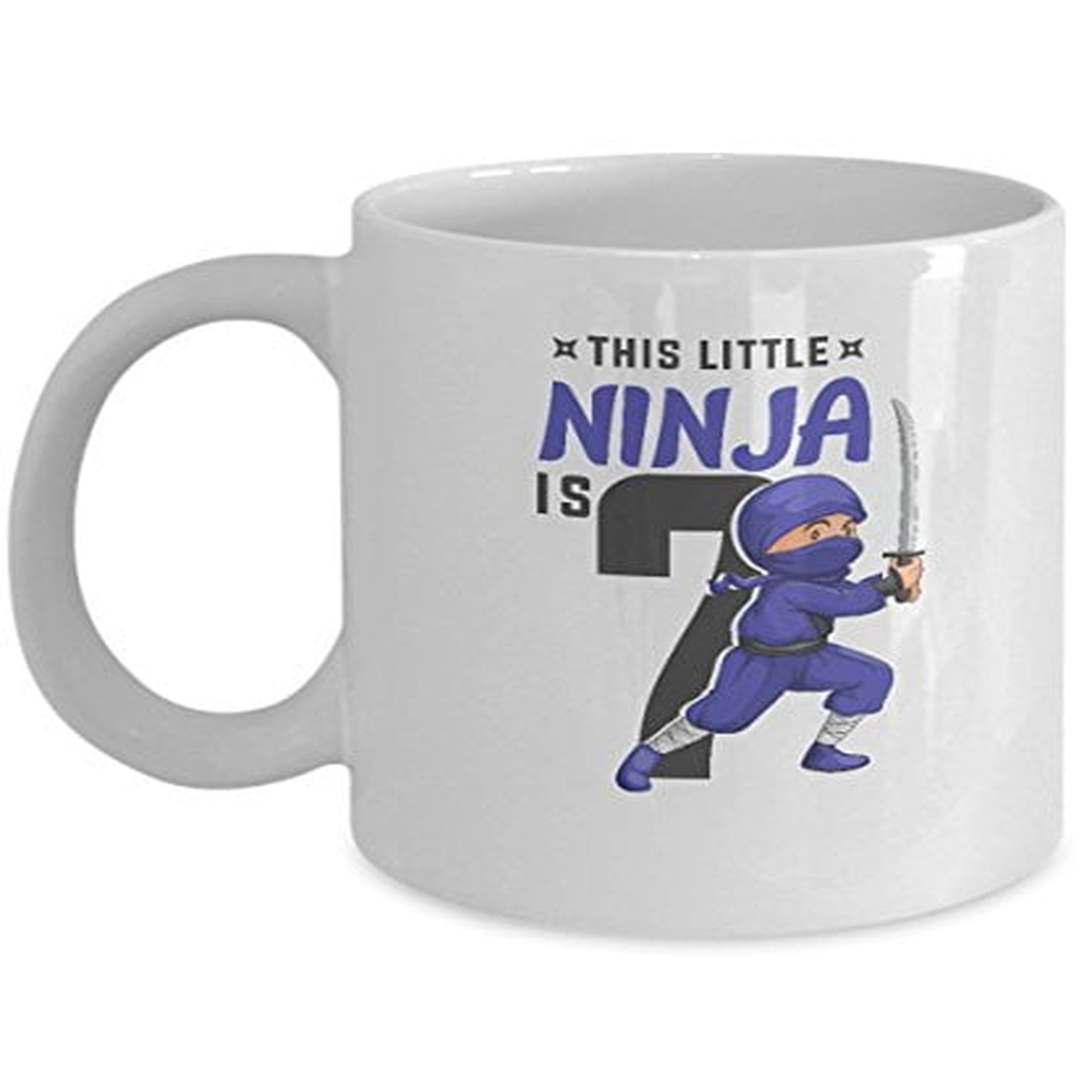 Ninja Coffee Cups Mugs - This Little Is 7 - Kid Birthday Gift -11 Oz ...