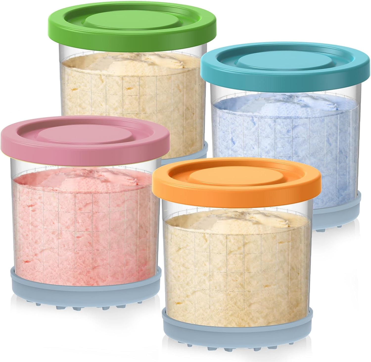 for Ninja Creami Pints and Lids - 4 Pack,16OZ Compatible with NC299AMZ ...