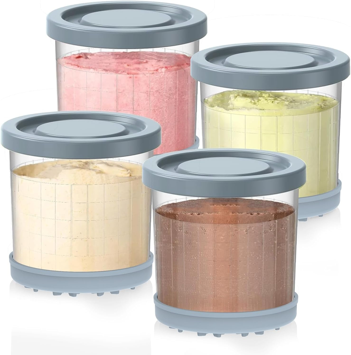 for Ninja Creami Pints and Lids-4 Pack, 16OZ Container Compatible with ...