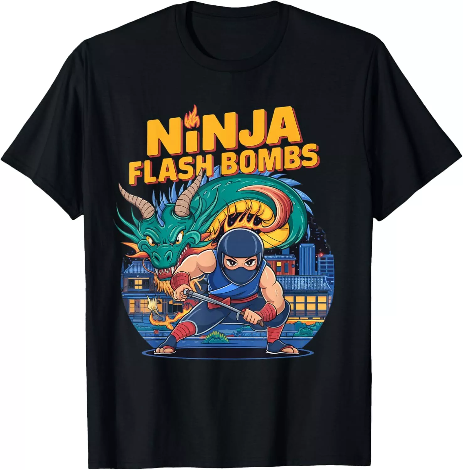 Ninja & Dragon (Ninja Flash Bombs) Gamer, Retro Gaming T-Shirt Hoodie ...
