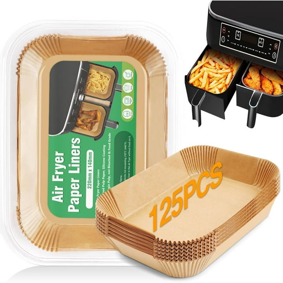 Ninja Dual Air Fryer Liners - 125 Non-Stick Parchment Liner Sheets, 8 ...