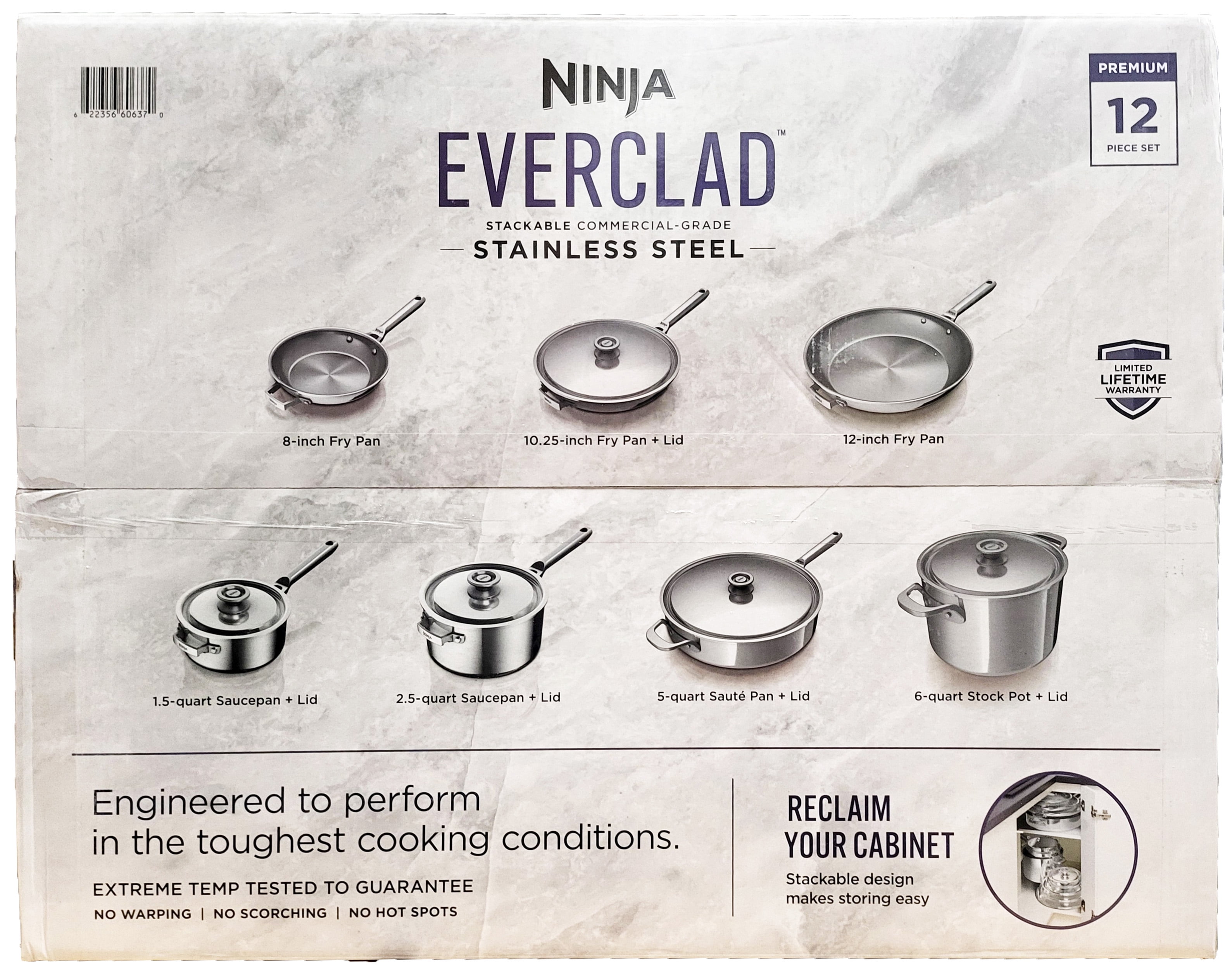 Ninja EverClad 12-Piece Stainless Steel Cookware Set, Pots and Pans ...