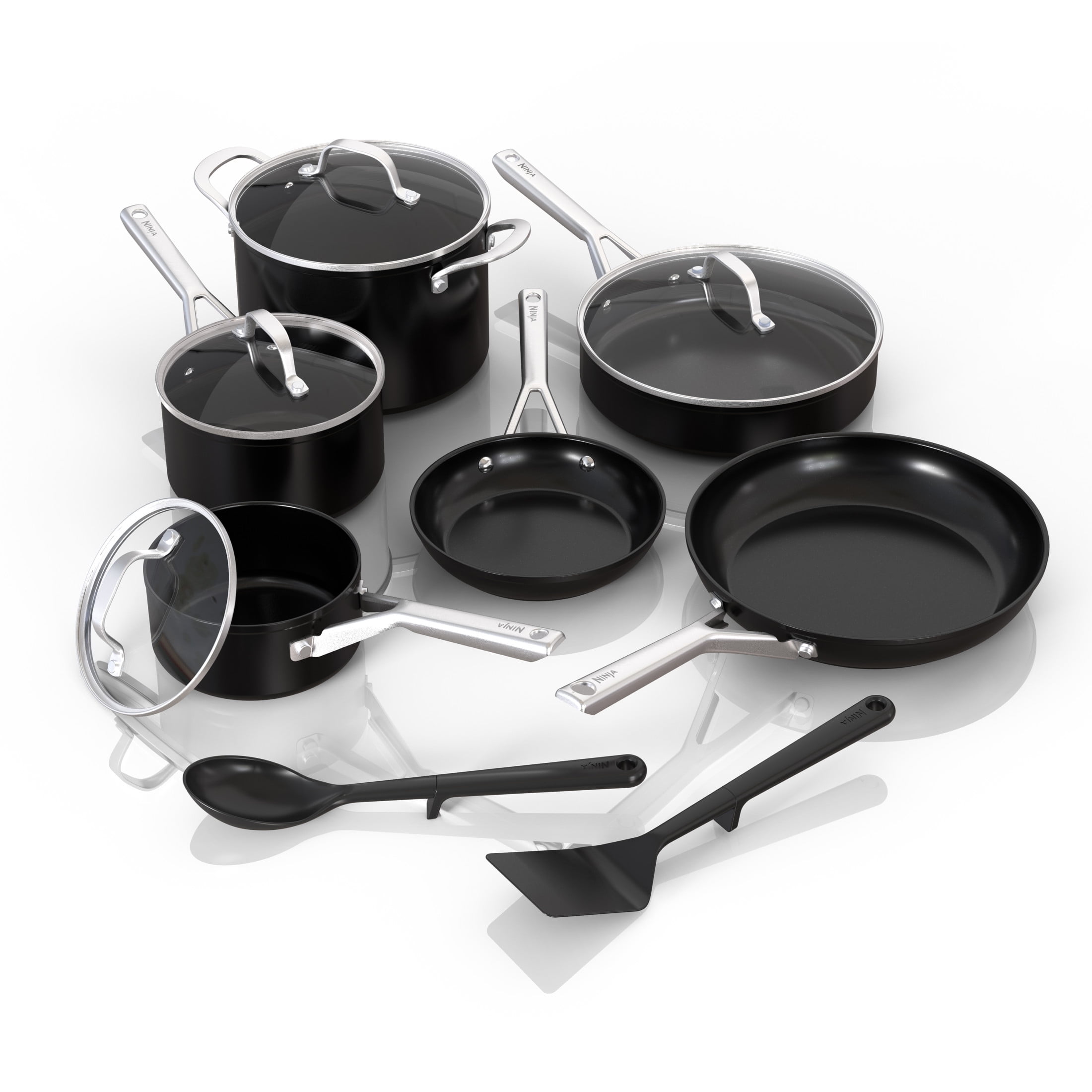 Ninja Extended Life Essential Ceramic 12-Piece Cookware Set, Black ...