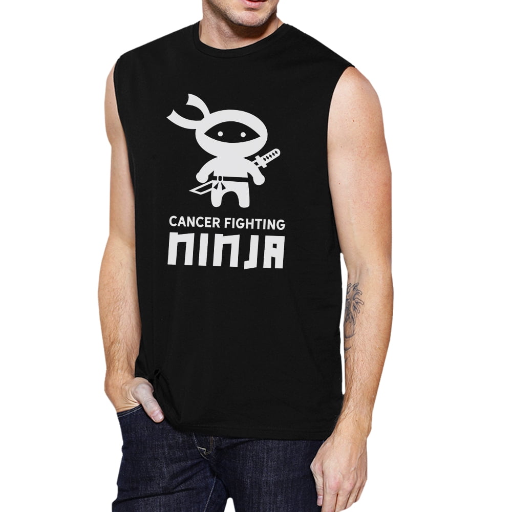 Ninja Fight Cancer Mens Workout Tanks Cancer Awareness Muscle Tee ...