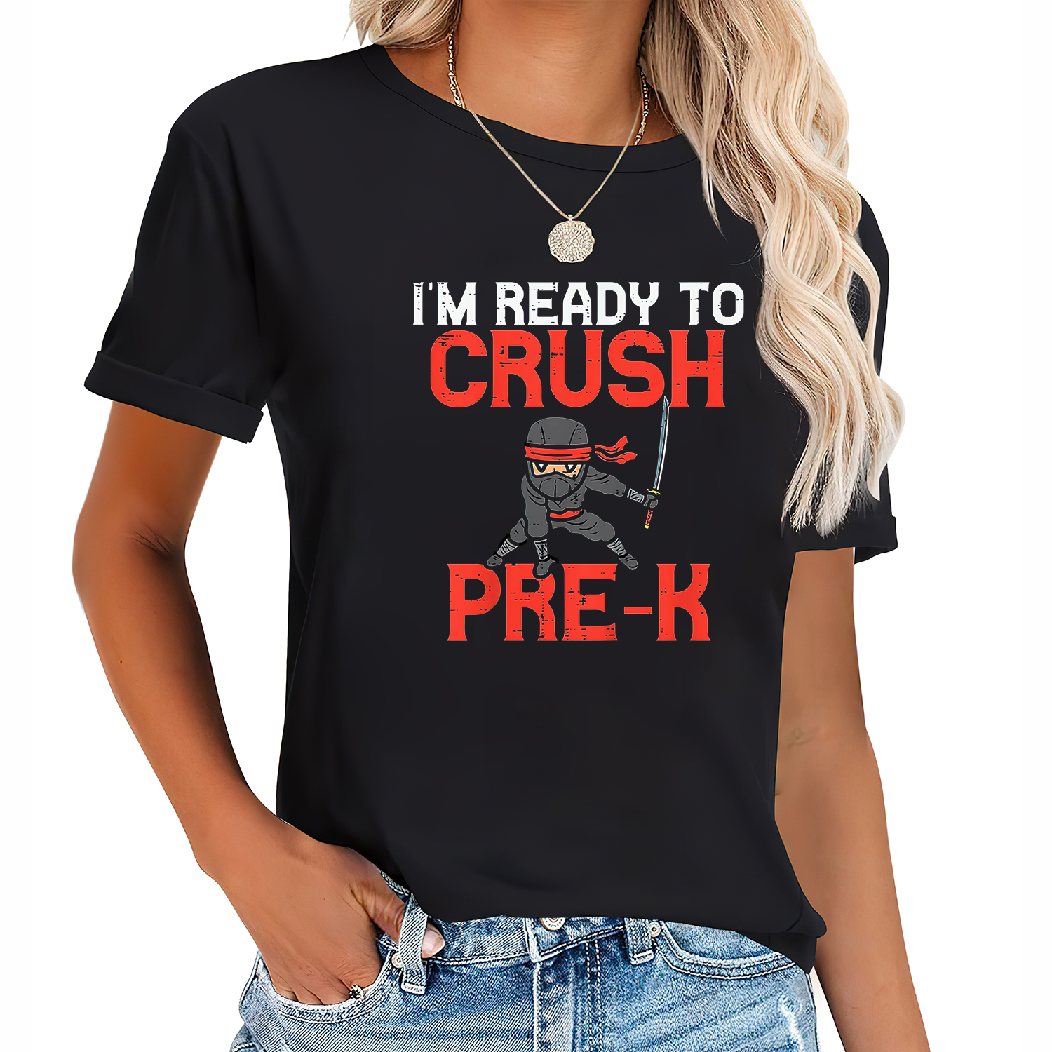 Ninja Im Ready To Crush Pre-K Prek First Day Of Sc Women's Graphic Tee ...