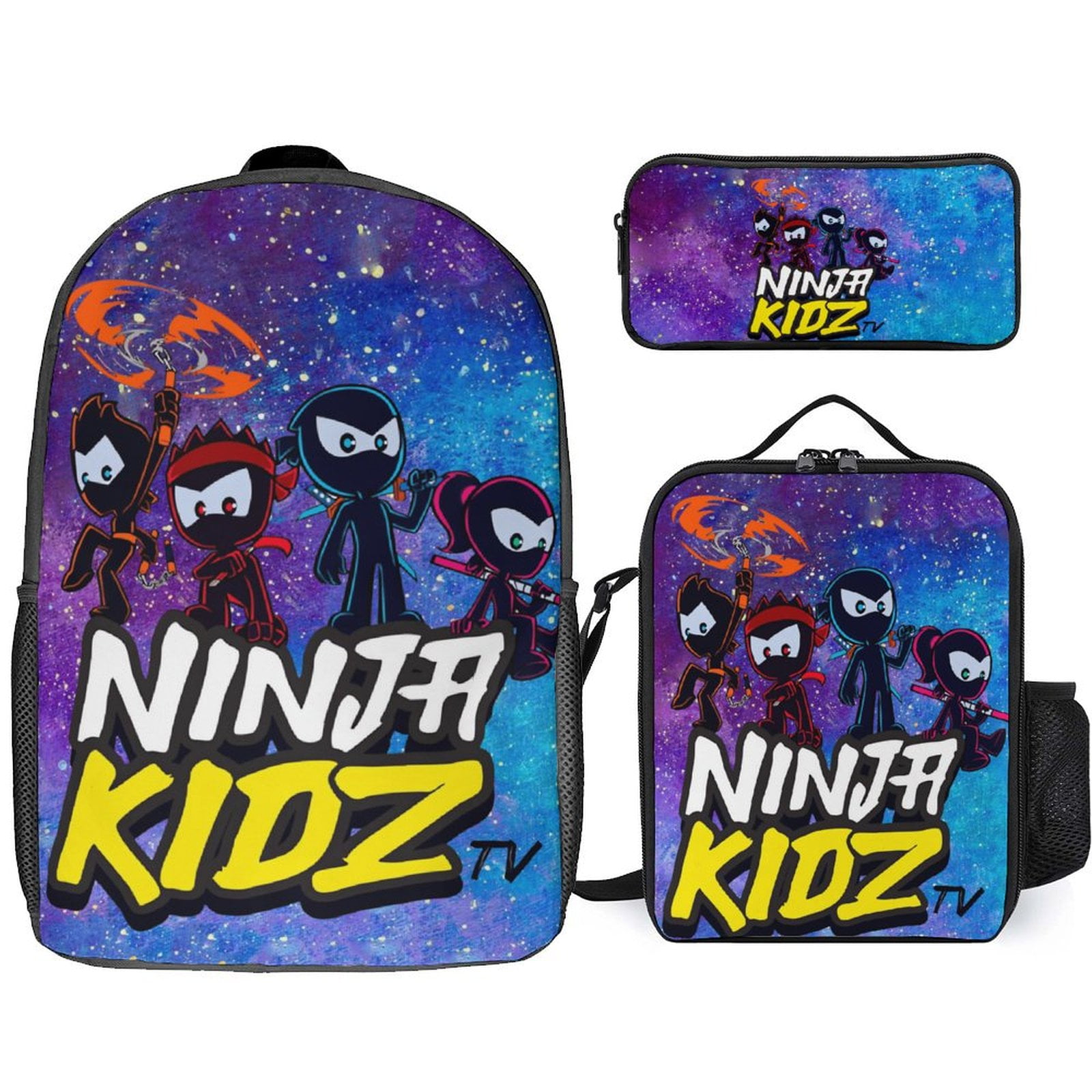 Ninja Kidz 3 Piece Backpack Set with Lunch Bag Pencil Case, High ...
