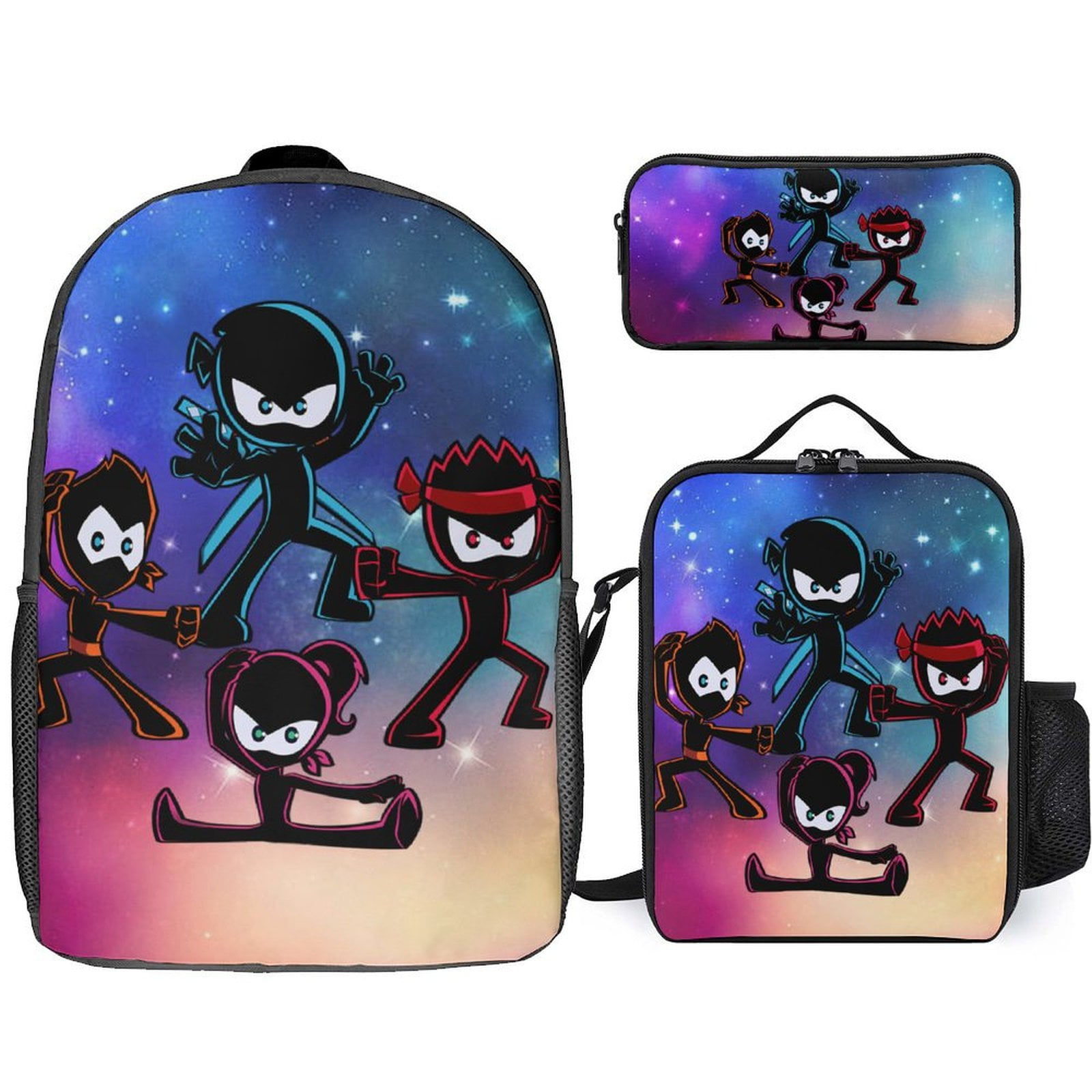 Ninja Kidz 3 Piece Backpack Set with Lunch Bag Pencil Case, High ...