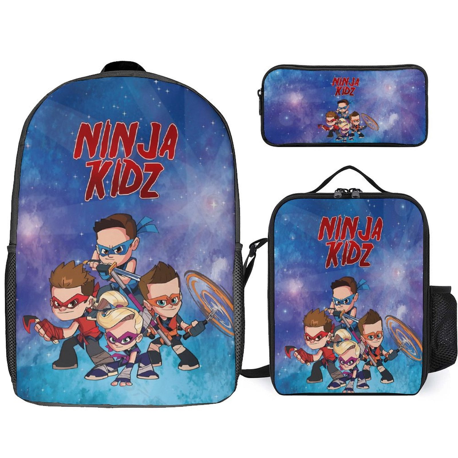 Ninja Kidz 3 Piece Backpack Set with Lunch Bag Pencil Case, High ...