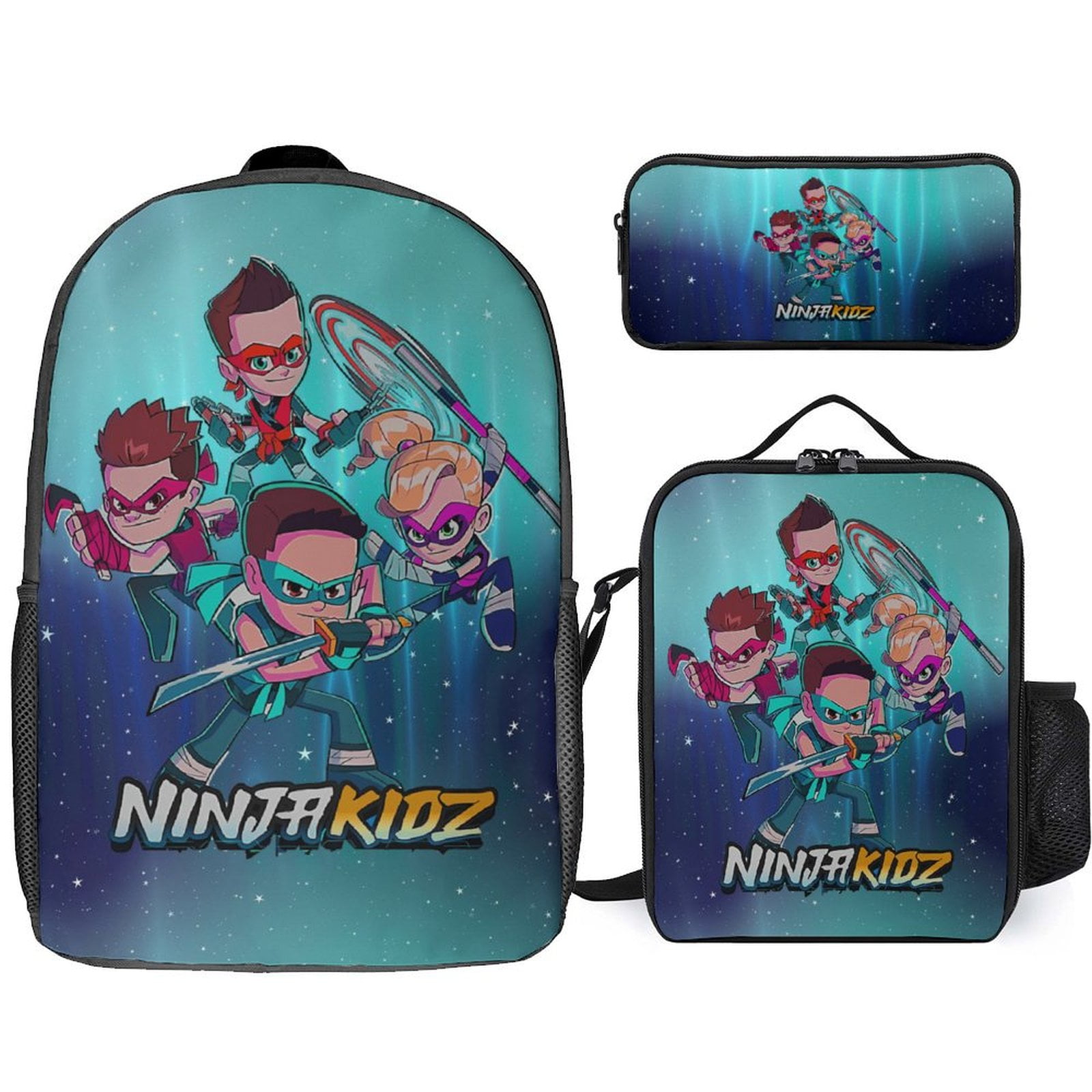 Ninja Kidz 3 Piece Backpack Set with Lunch Bag Pencil Case, High ...