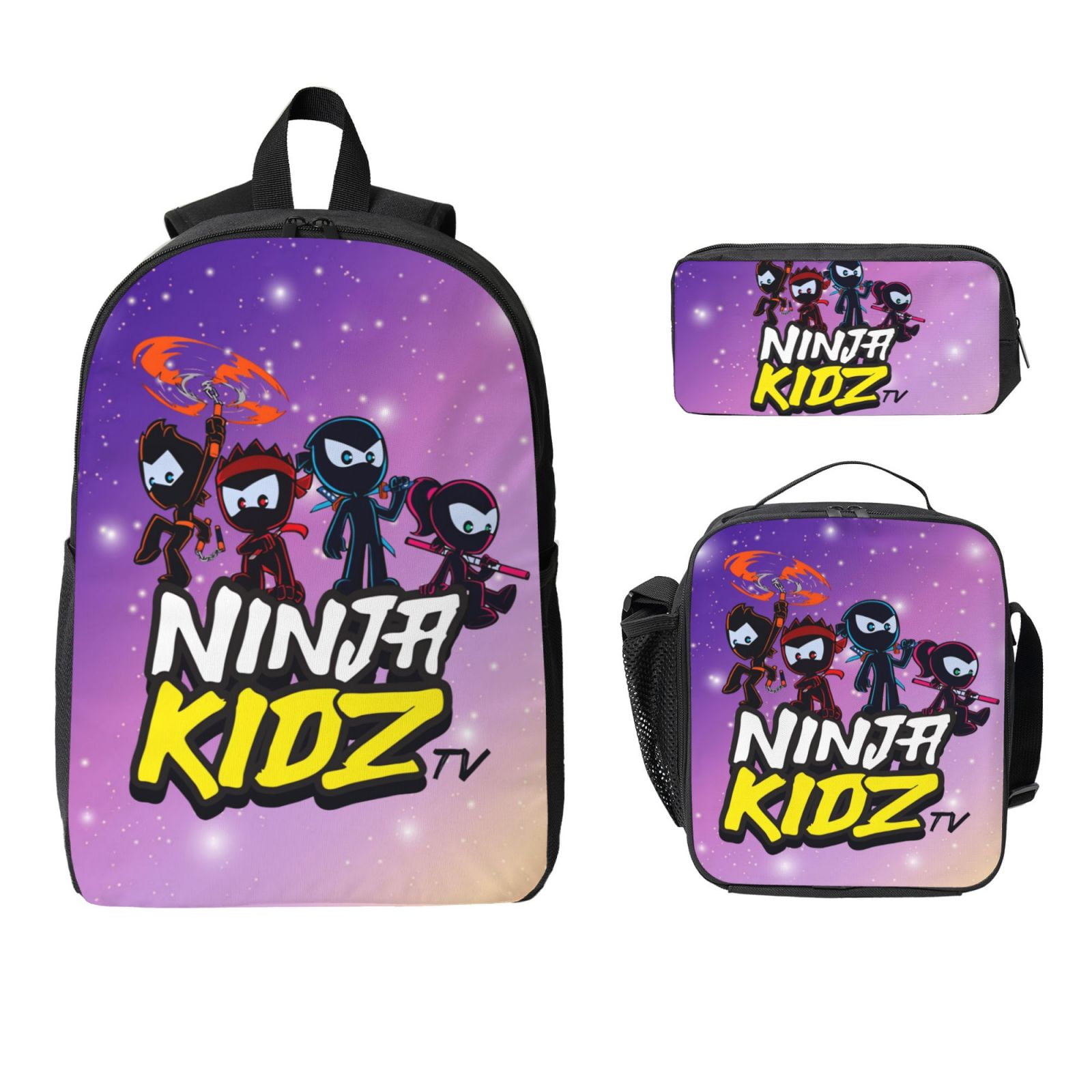 Ninja Kidz Backpack Set, 3 Piece Backpack Set With Lunch Box Pen Box ...