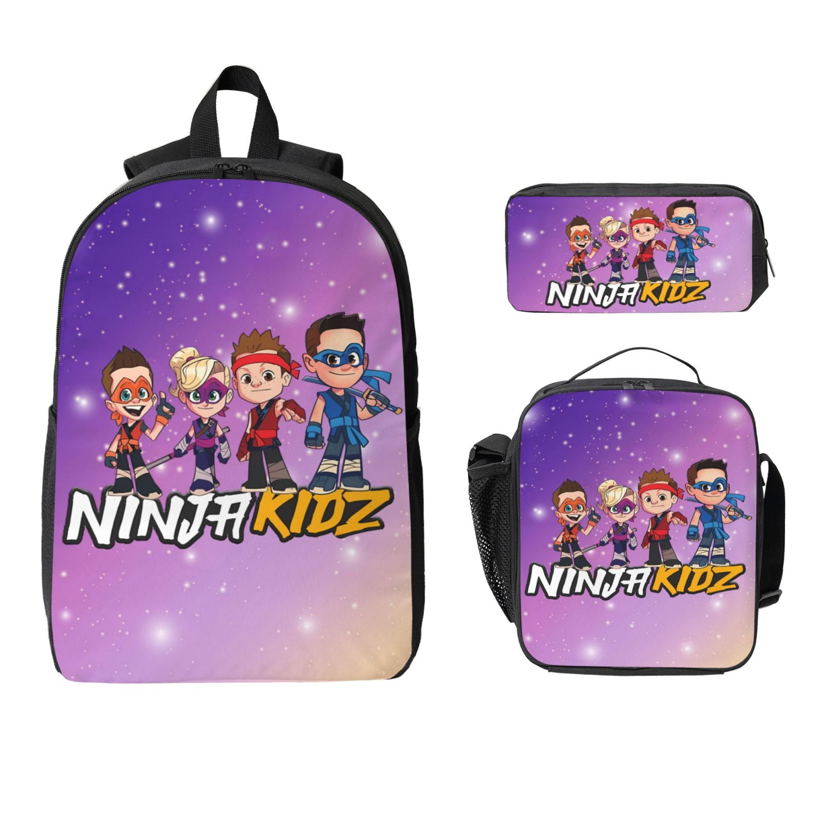 Ninja Kidz Backpack Set, 3 Piece Backpack Set With Lunch Box Pen Box ...