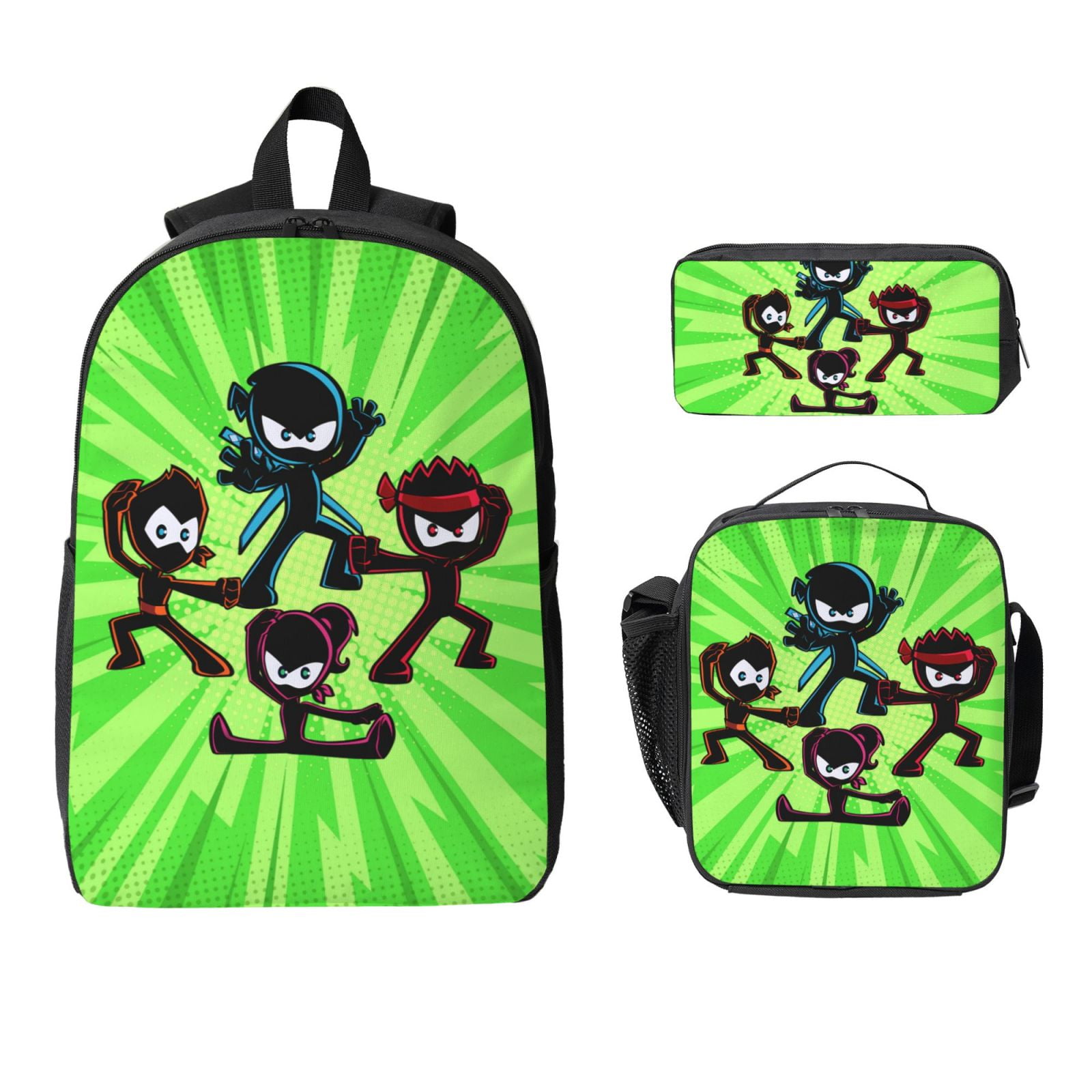 Ninja Kidz Backpack Set, 3 Piece Backpack Set With Lunch Box Pen Box ...