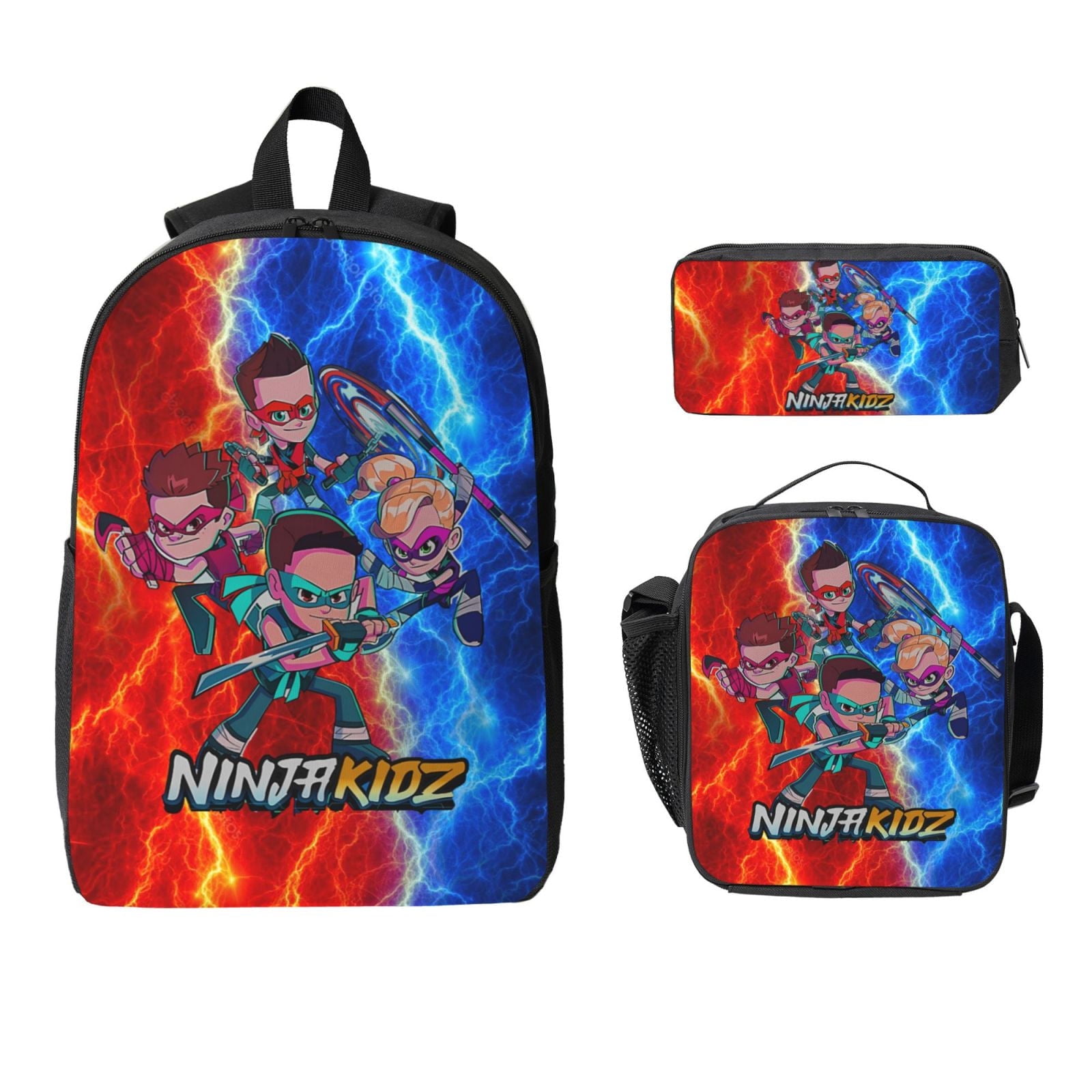 Ninja Kidz Backpack Set, 3 Piece Backpack Set With Lunch Box Pen Box ...