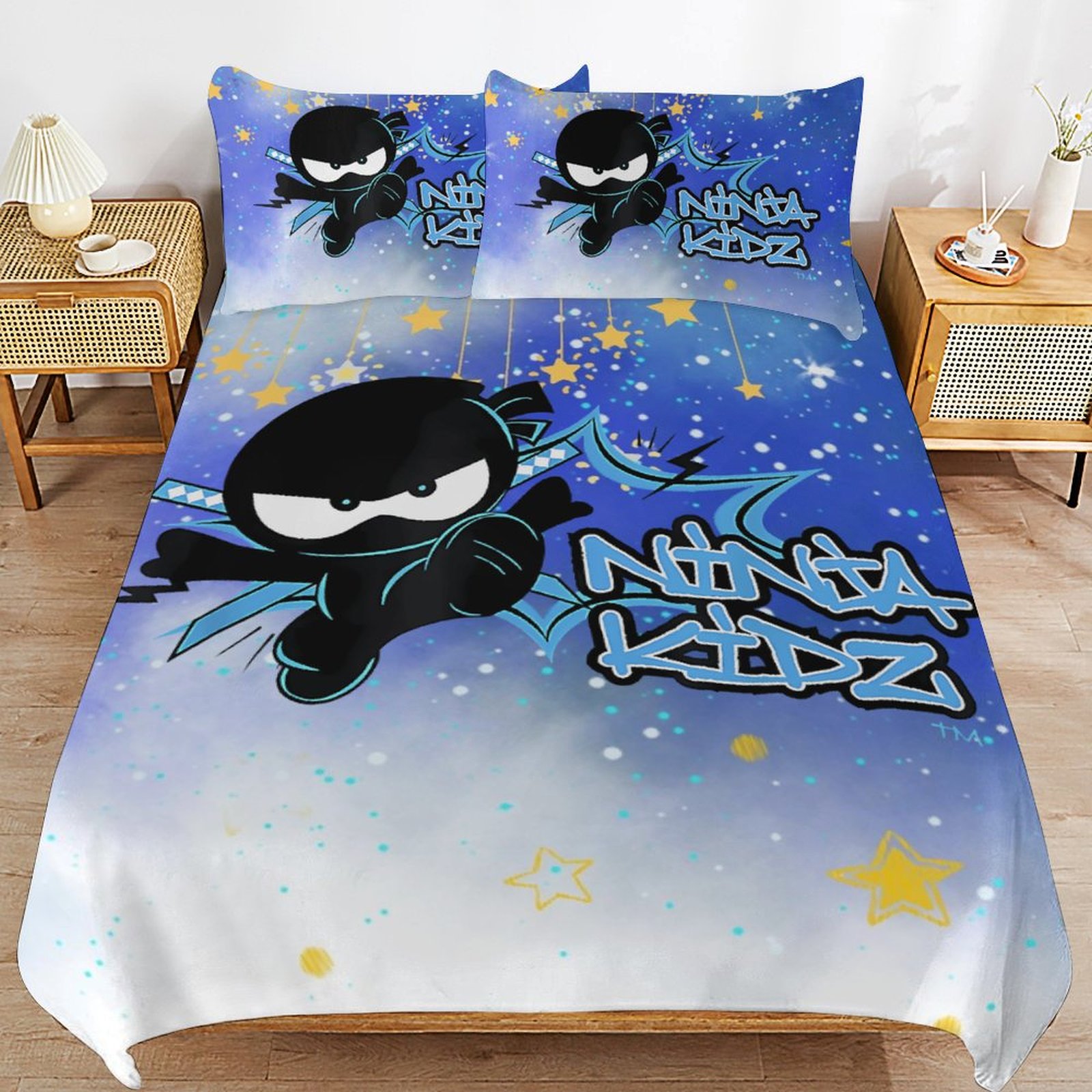 Ninja Kidz Bed Duvet Cover Microfiber Bedding Sets 3D Printed Lightweight 3 Piece Comforter Sets ...