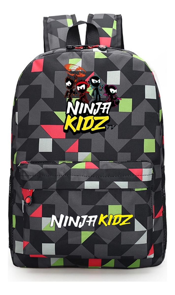 Ninja Kidz Black Geometric Backpack for School, Cool Anime Design ...