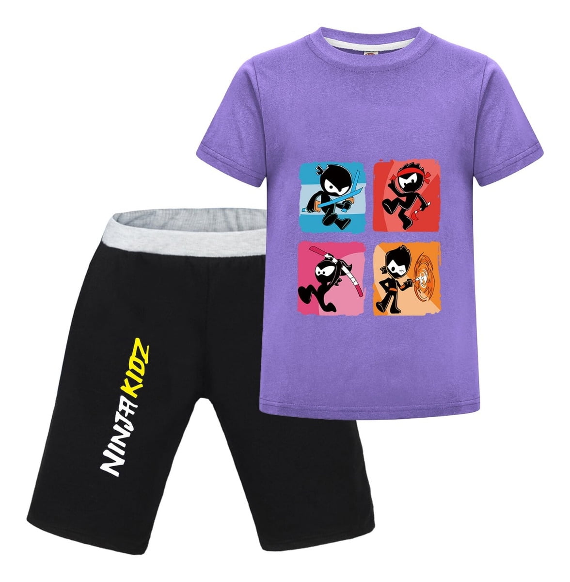 Ninja Kidz Boys 2-Piece Outfit Set – Cartoon T-Shirt and Matching ...