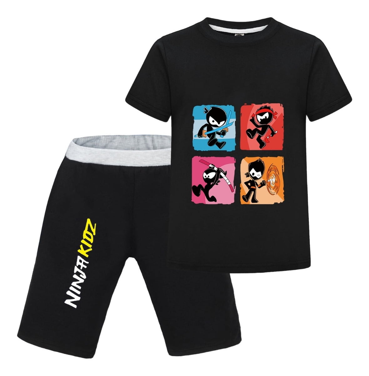Ninja Kidz Boys 2-Piece Outfit Set – Cartoon T-Shirt and Matching ...