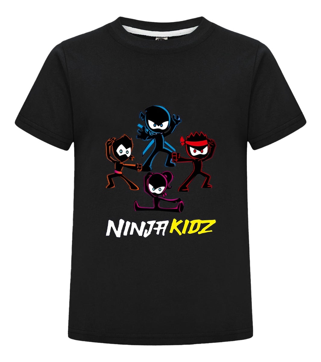 Ninja Kidz Cartoon T-Shirt for Kids – Colorful Ninja Characters Graphic ...