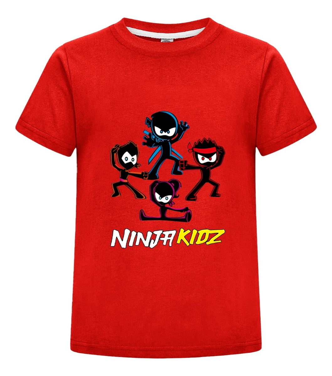 Ninja Kidz Cartoon T-Shirt for Kids – Colorful Ninja Characters Graphic ...