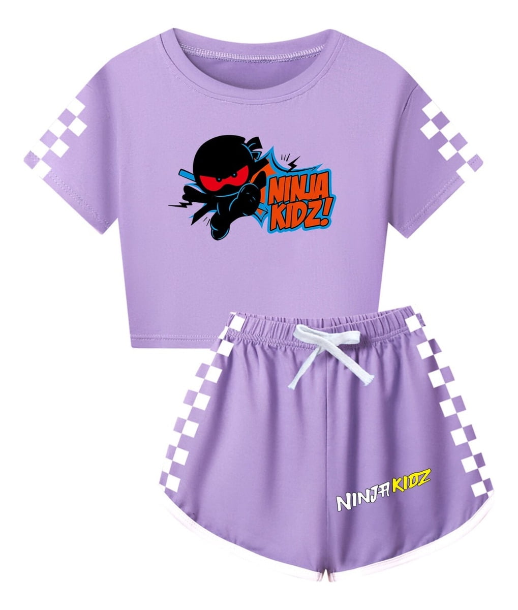 Ninja Kidz Clothing Set for Girls – Kids Crop Top and Shorts with Cool ...