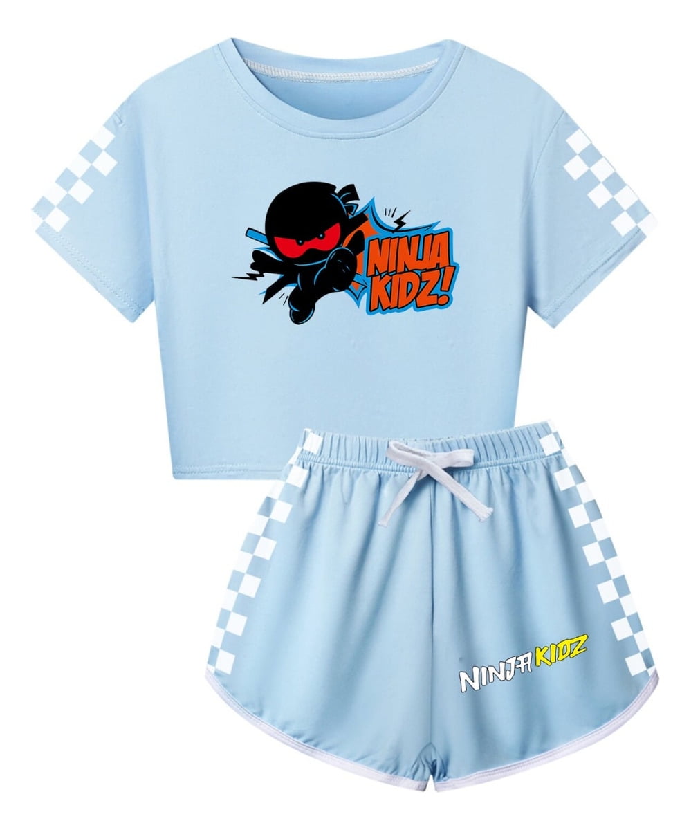 Ninja Kidz Clothing Set for Girls – Kids Crop Top and Shorts with Cool ...