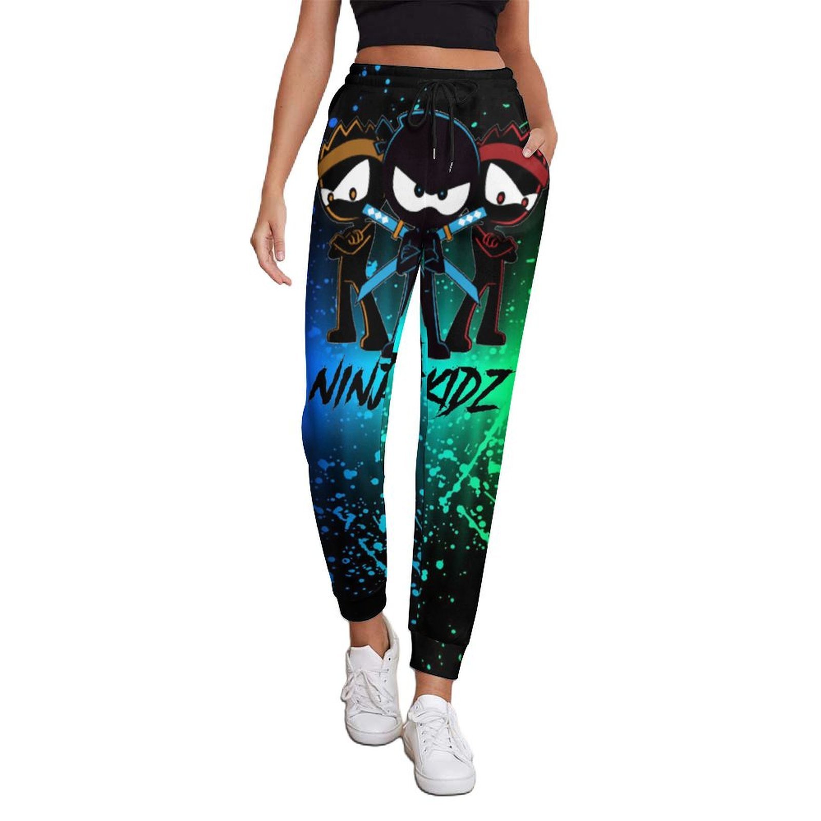 Ninja Kidz Joggers for Women Soft Cozy Sweatpants Cuffed Tapered Casual ...