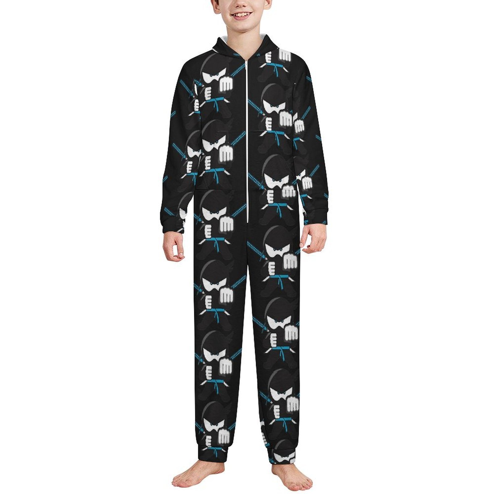 Ninja Kidz Kids Hooded Union Suit One Piece Pajama Outfit Boys Girls ...