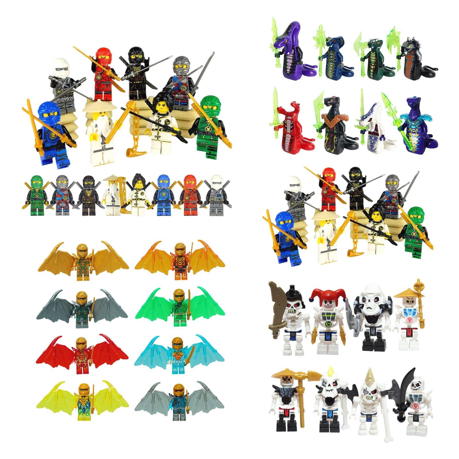 Ninja Minifigures Set 32 Pieces, Ninja Action Figures Building Blocks 2 ...