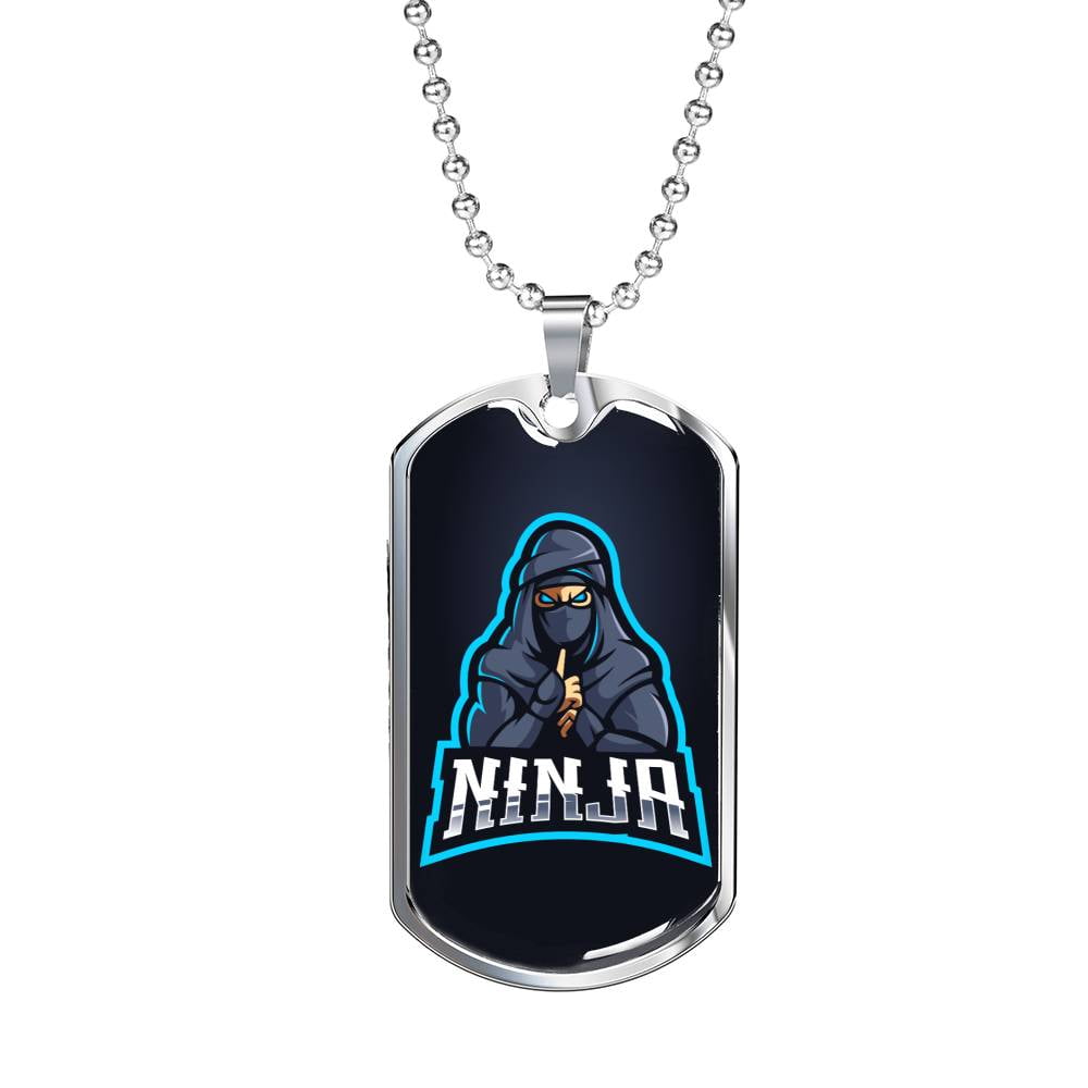 Ninja Necklace Stainless Steel or 18k Gold Dog Tag 24" Chain - Walmart.com