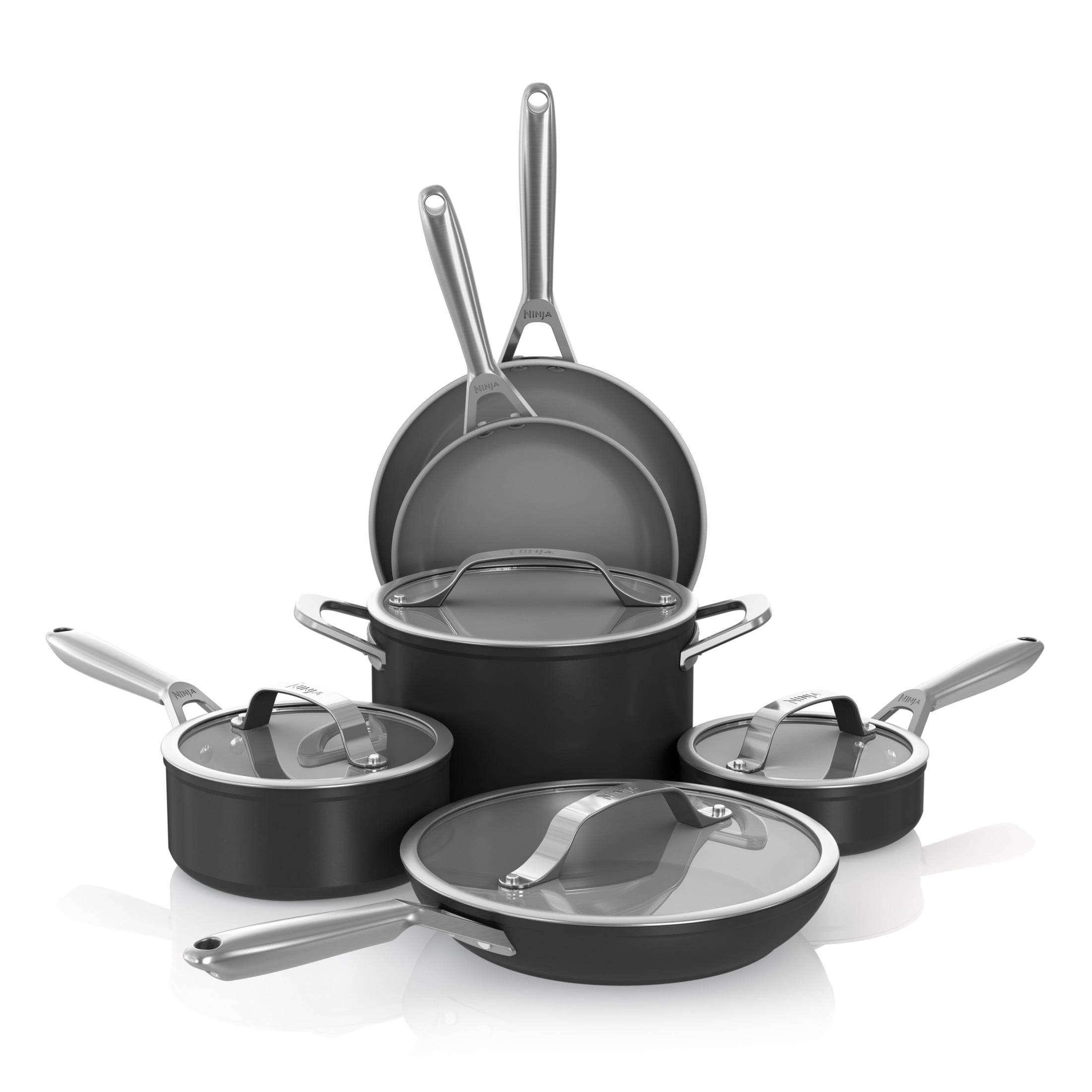 Ninja Ceramic Pro 10-Piece Cookware Set, Aluminum and Stainless Steel ...
