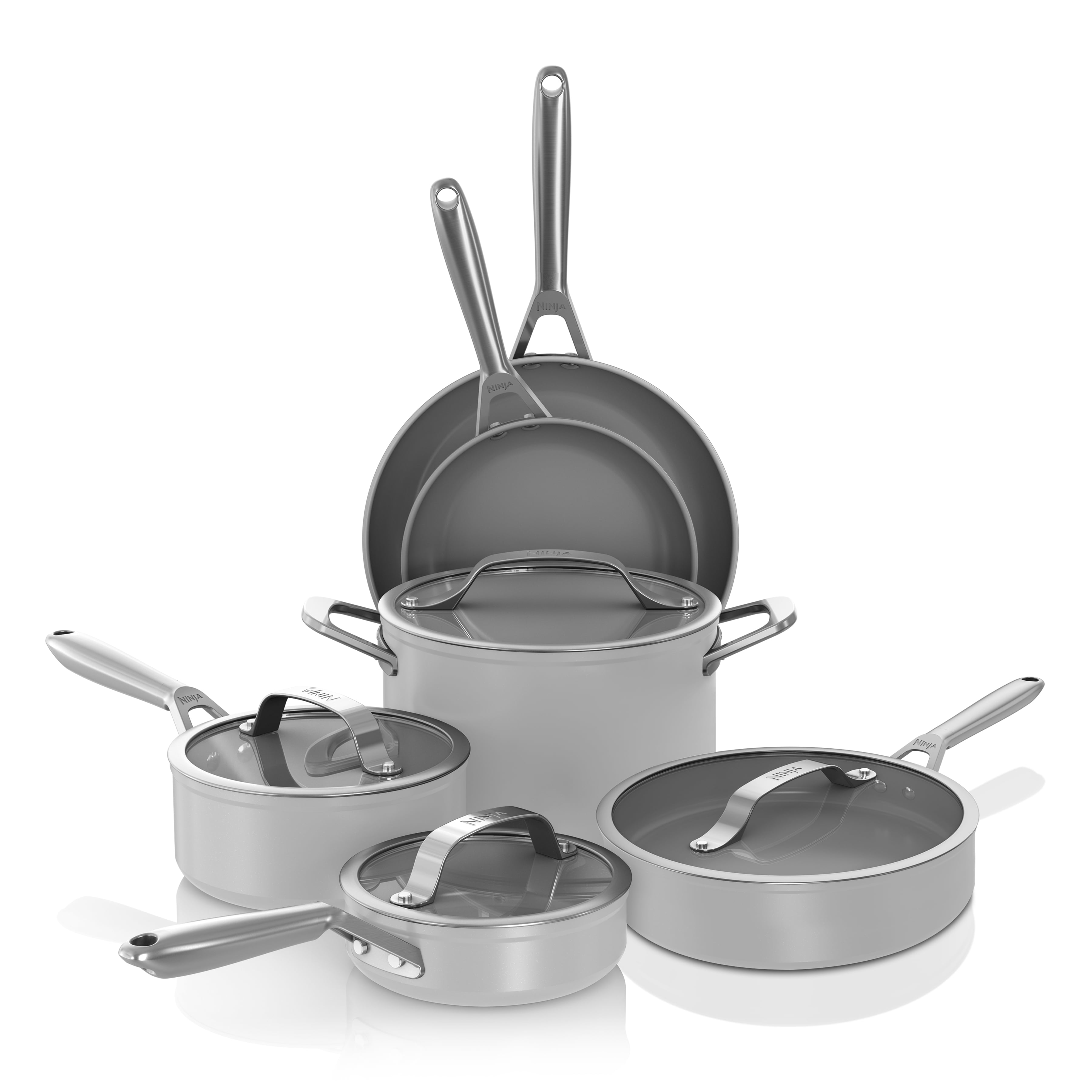 Ninja NeverStick Ceramic Pro 10-Piece Cookware Set,Neutral Gray ...