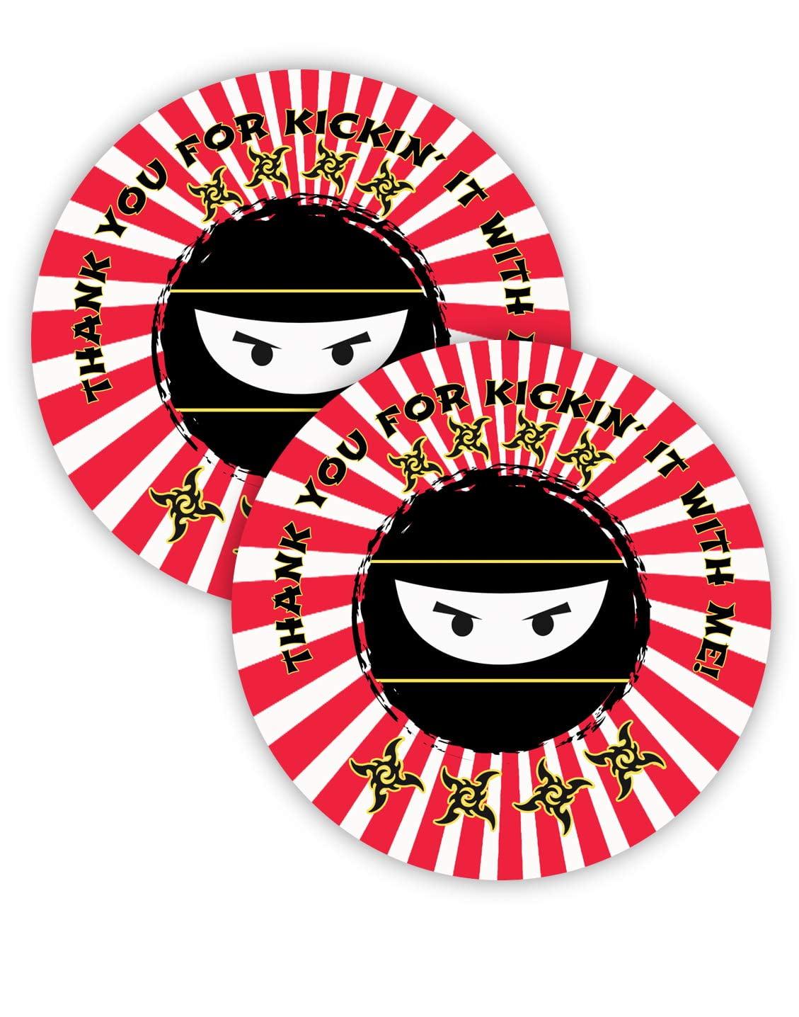 Ninja Party Favor Stickers - 40 Favor Bag Stickers - Ninja Thank You ...