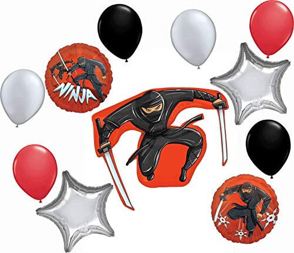 Ninja Party Supplies Birthday Balloon Bouquet Decorations 11 piece kit ...