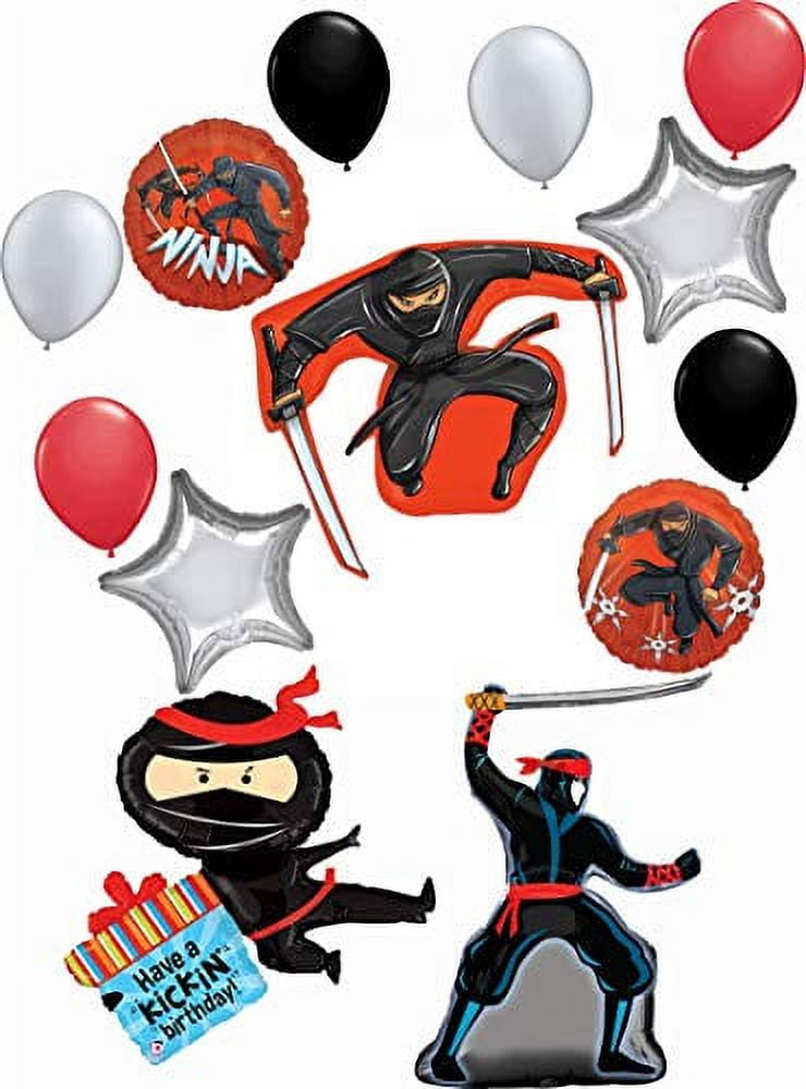 Ninja Party Supplies Kickin Birthday Balloon Bouquet Decorations 13 ...
