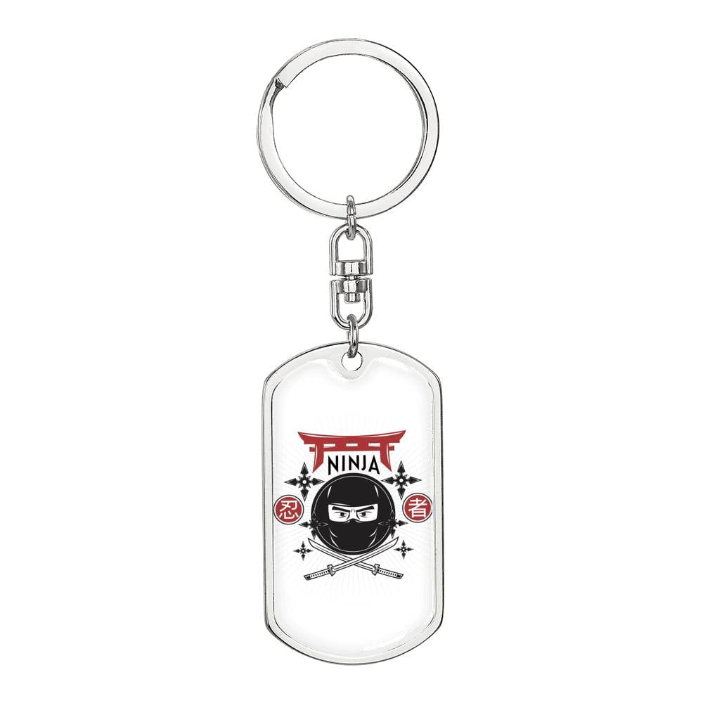 Ninja Ready Dog Tag Keychain Stainless Steel Silver Tone or Gold Tone ...