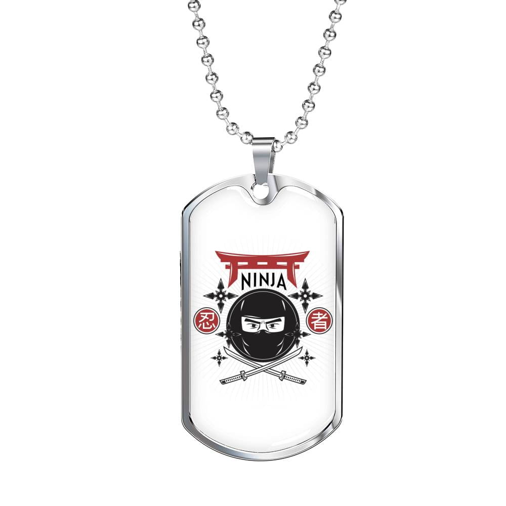 Ninja Ready Necklace Stainless Steel or 18k Gold Dog Tag 24" Chain ...