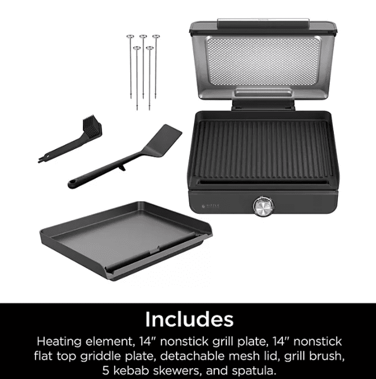 Ninja Sizzle Smokeless Indoor Grill & Griddle, Includes Grilling ...