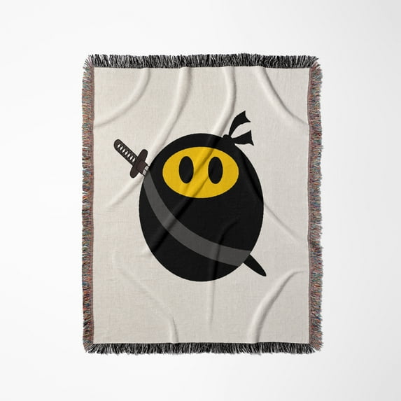 Ninja Smiling Face - Funny Black Masked Yellow Happy Face - Cute Spy ...