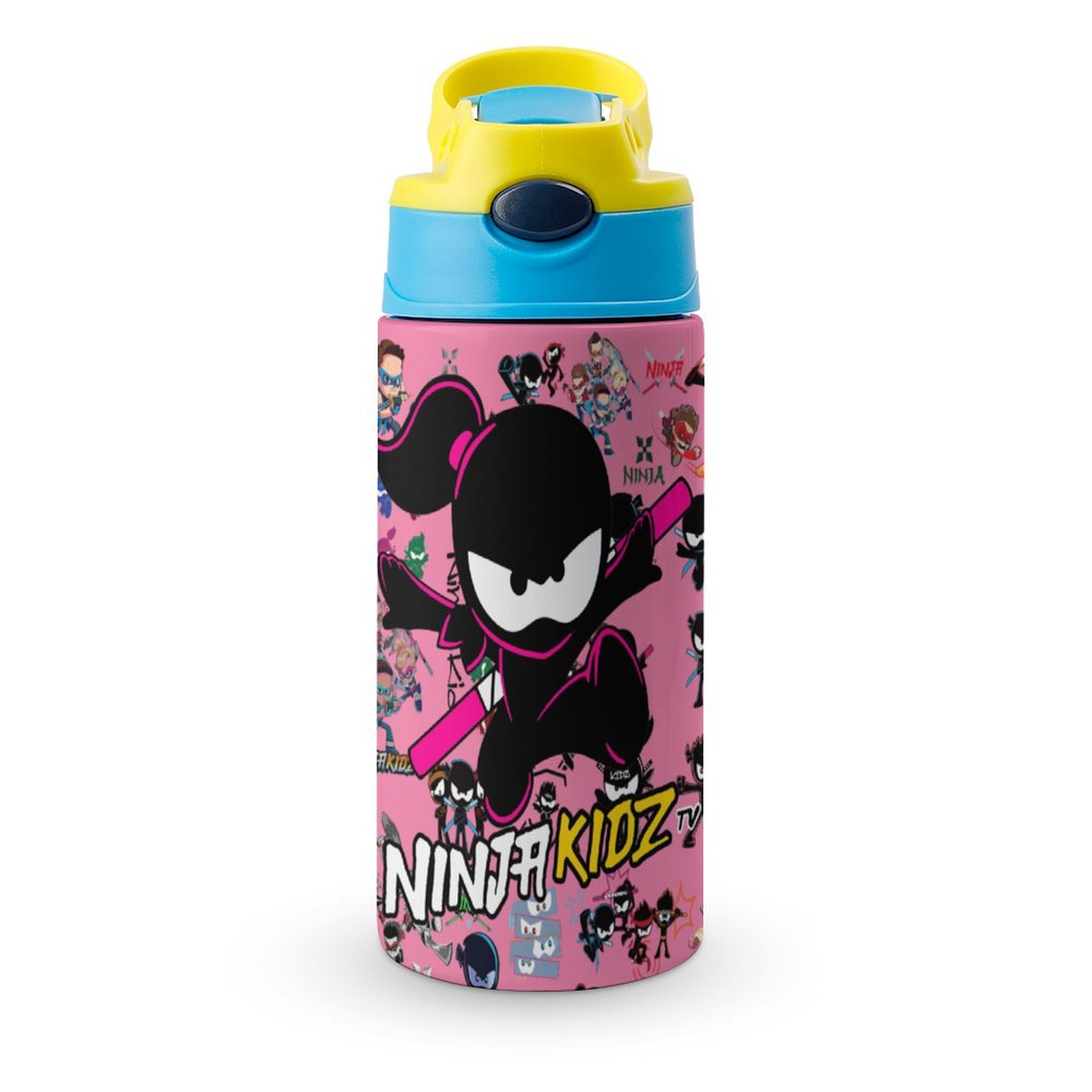 Ninja TV Kidz Insulated Stainless Steel Water Bottle with Straw Vacuum ...