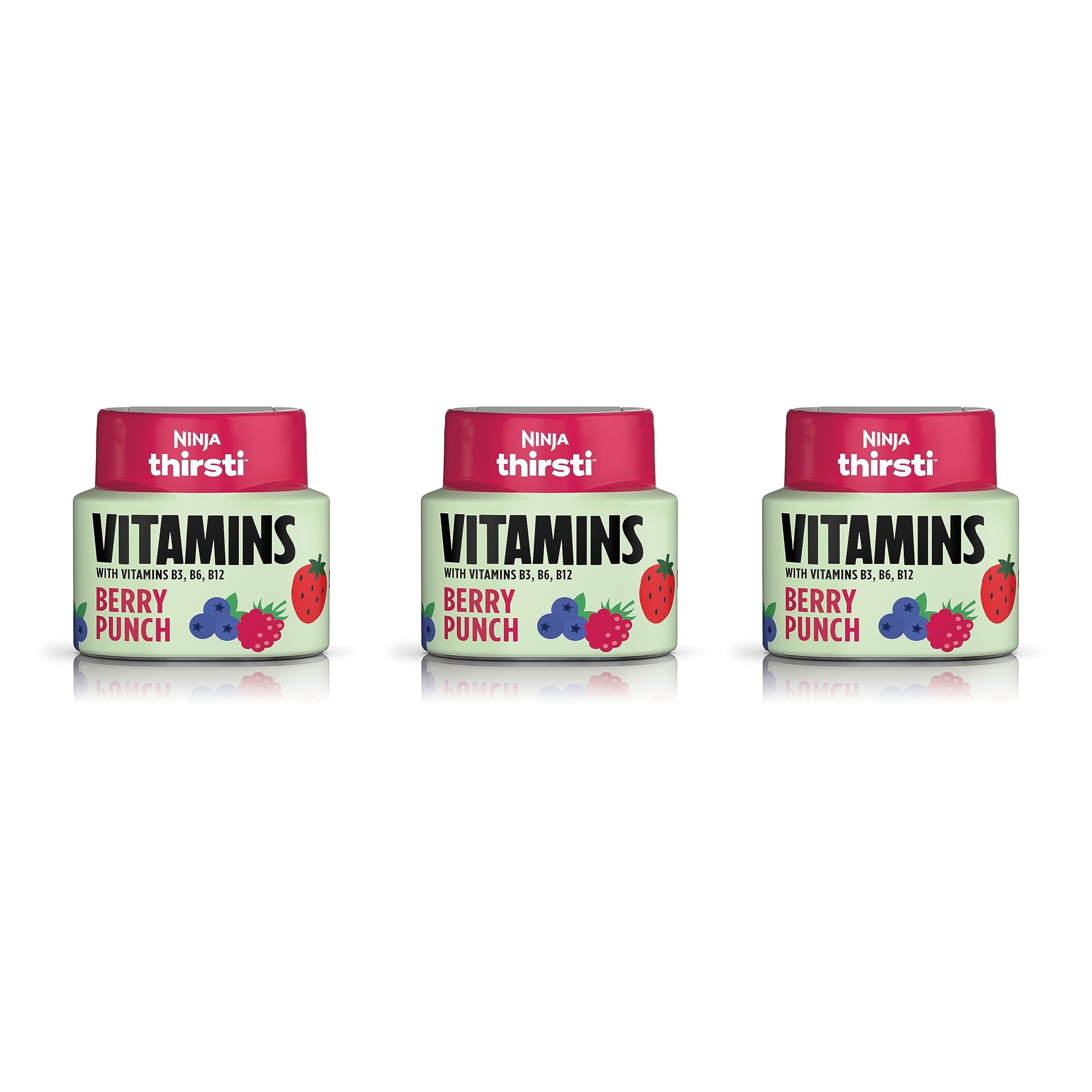 Ninja Flavored Water Drops with Vitamins B3, B6, B12 Berry Punch 3 Pack ...