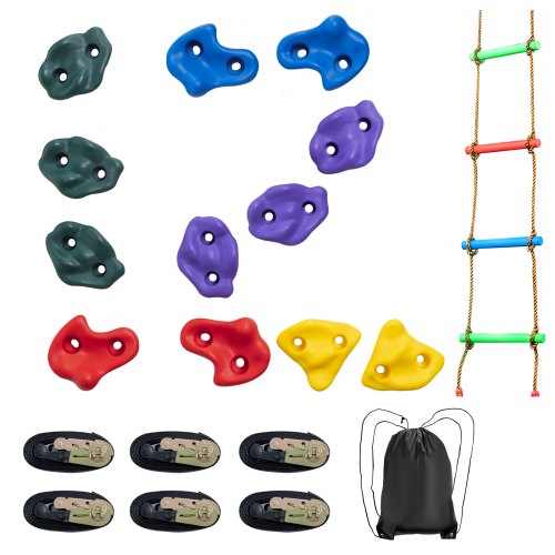 Ninja Tree Climbing Kit 12 Climbing Holds 6 Ratchet Straps Climbing ...