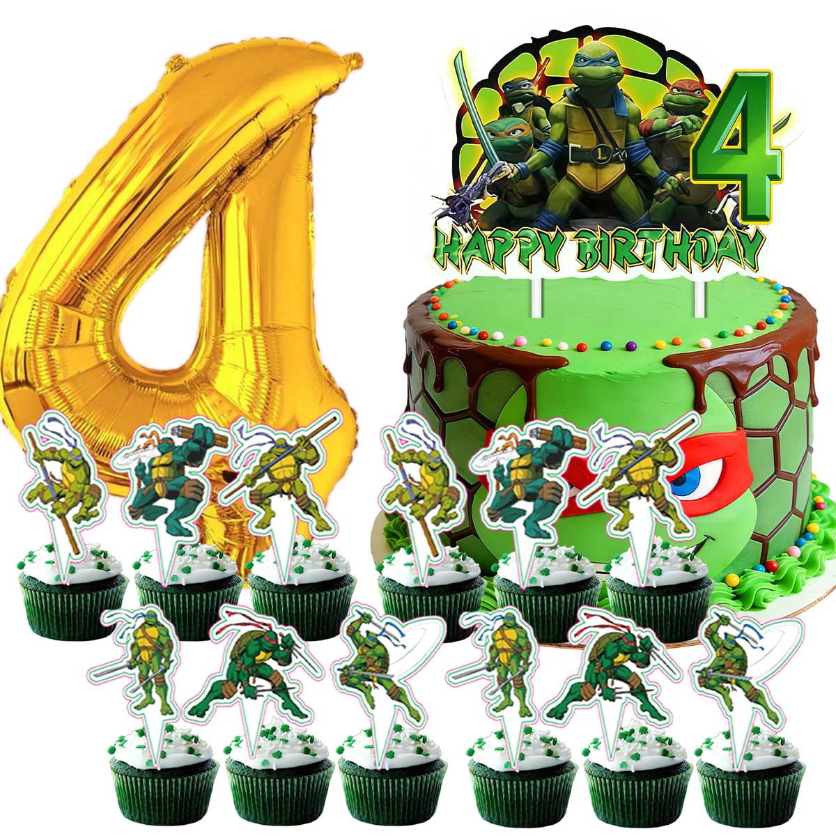 Ninja Turtles 4th Party Supplies Decoration Cake Topper Cupcake Big ...