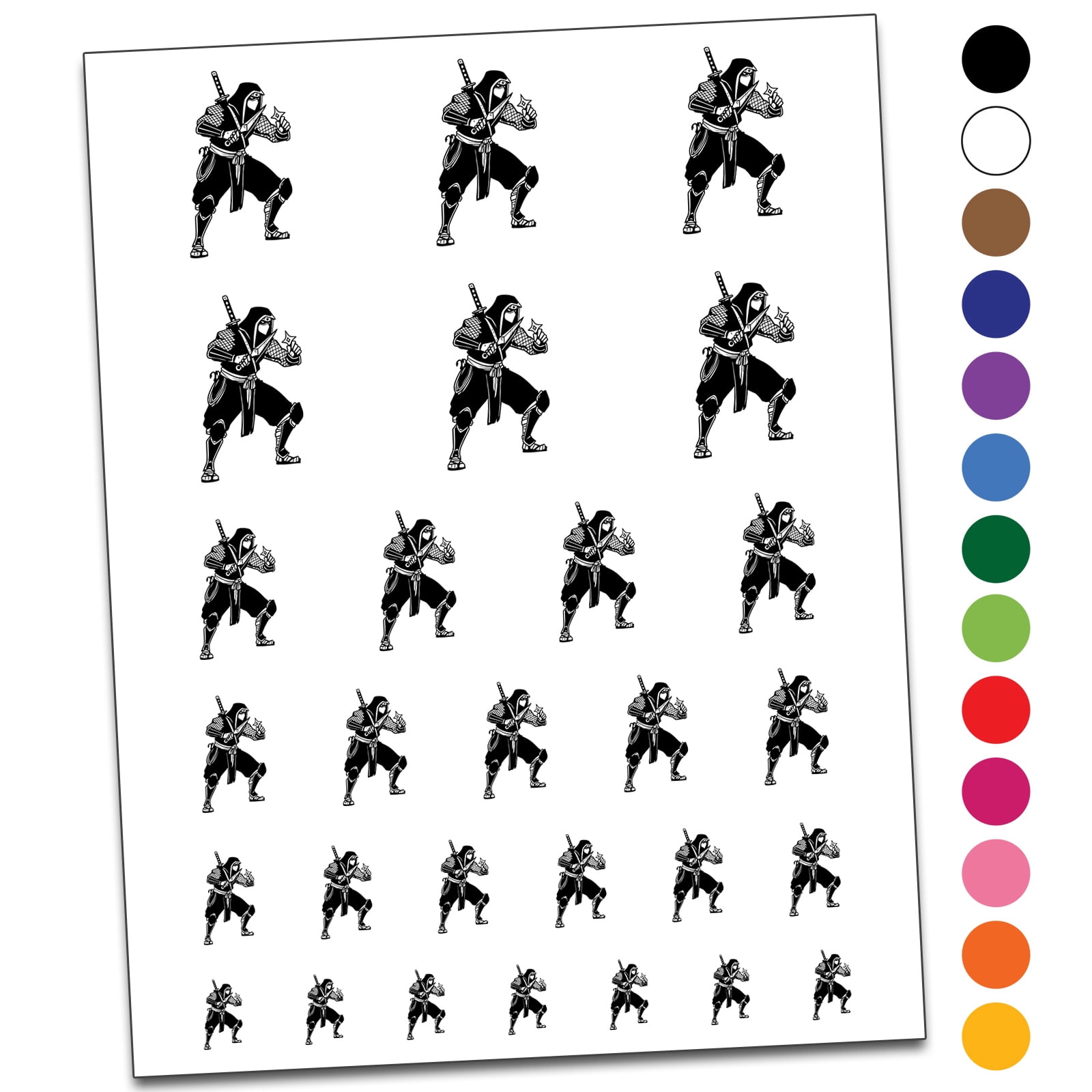 Ninja Warrior Shinobi Rogue Water Resistant Temporary Tattoo Set Fake ...