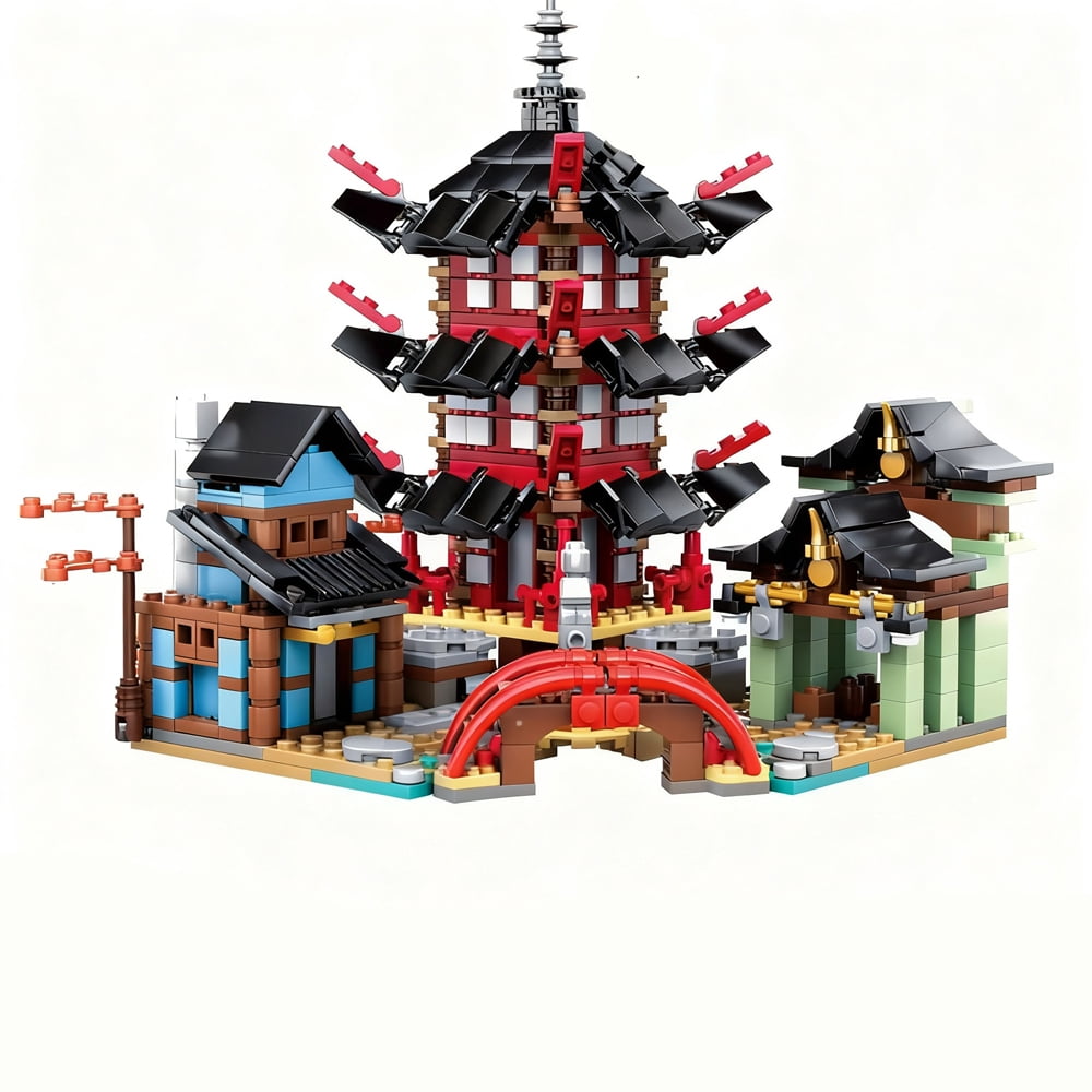 Ninja Warrior Temple Building Set with Dragon, Mythical Dragon Model ...