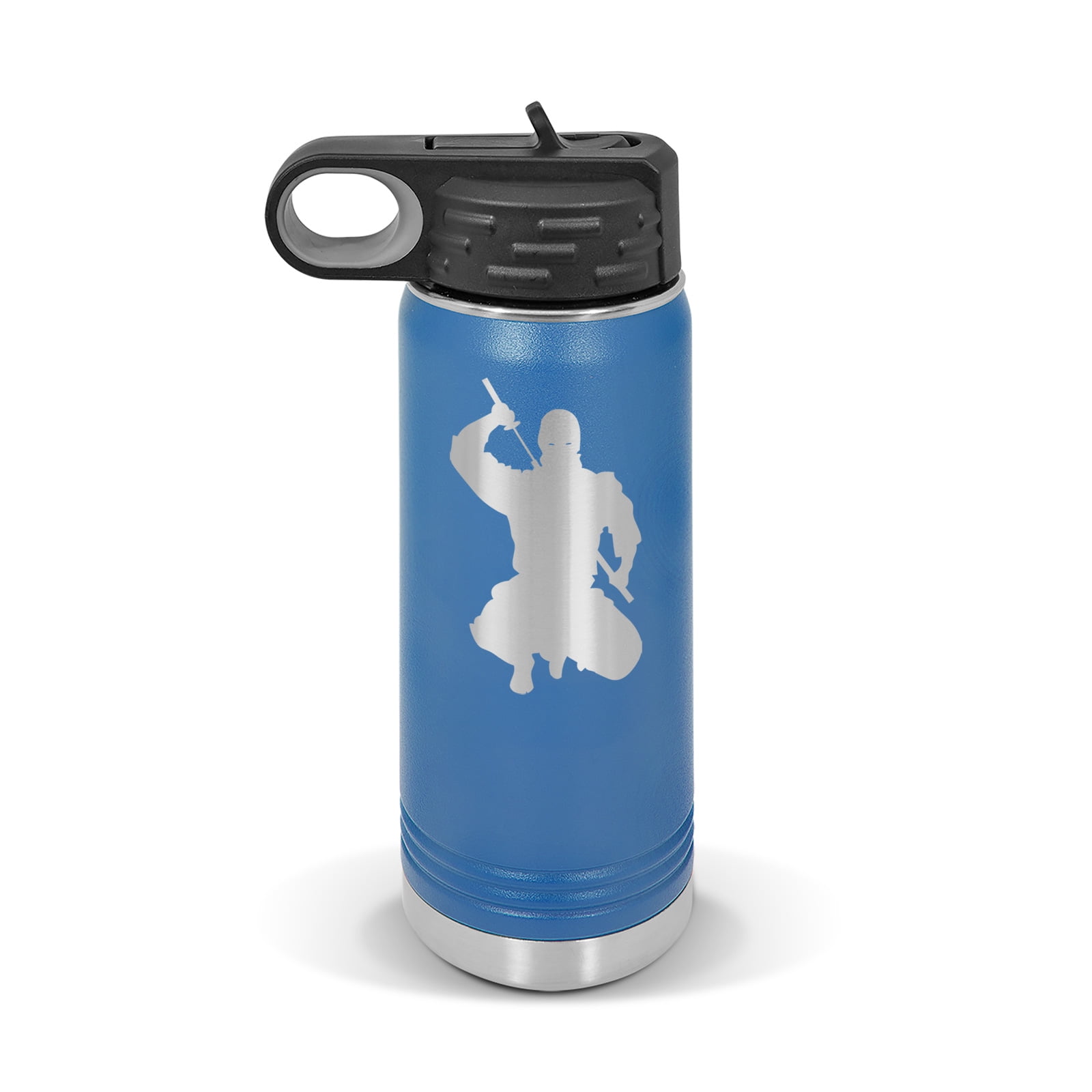 Ninja Water Bottle 20 oz - Laser Engraved w/ Flip Top Removable Straw ...